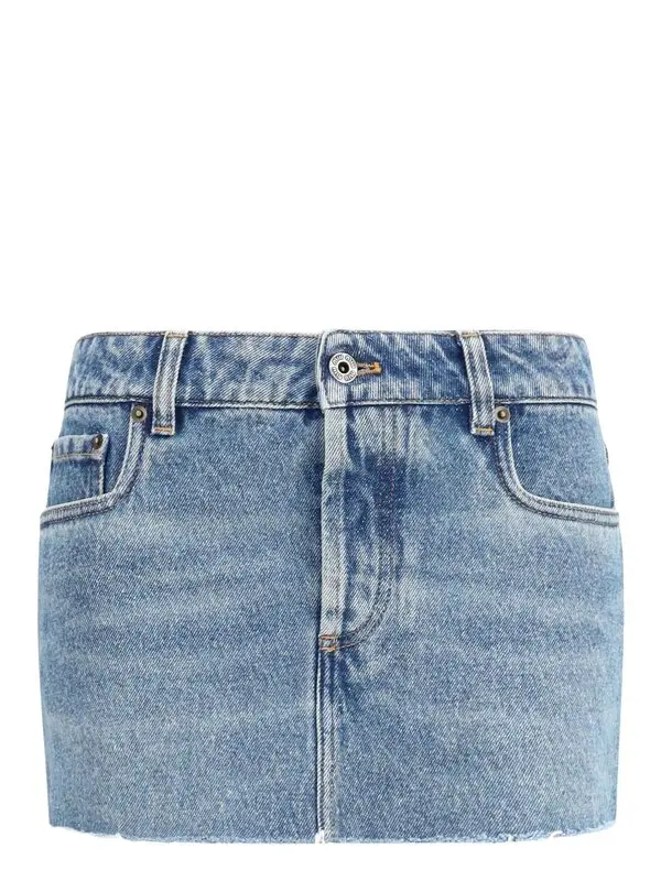 Miu Miu Frayed Hem Denim Mini Skirt - Blue