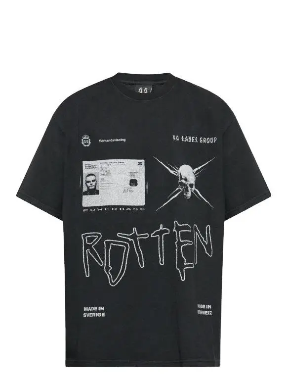44 LABEL GROUP Graphic Printed Crewneck T-shirt - Black