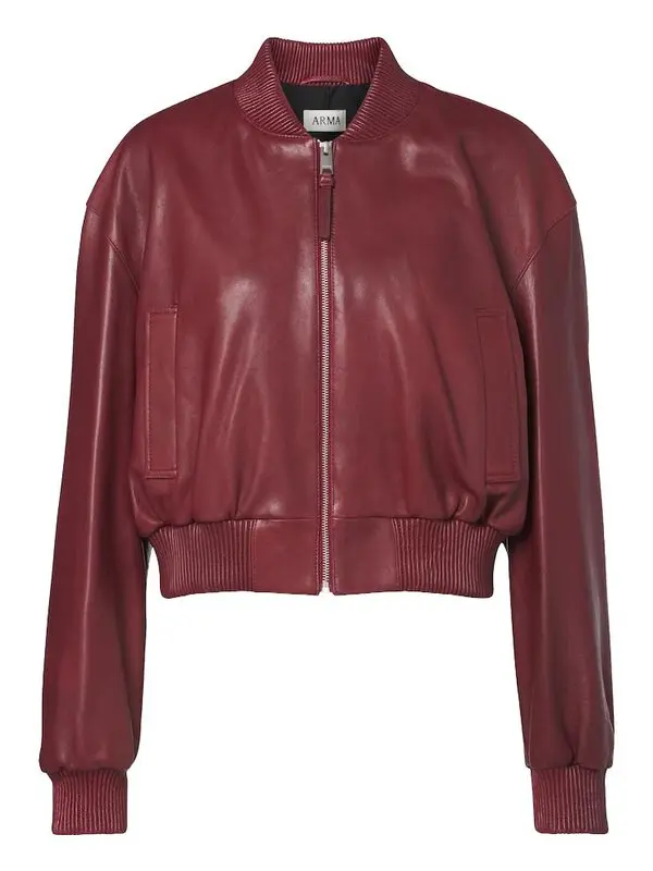 ARMA Hannah Leather Bomber Jacket - Red