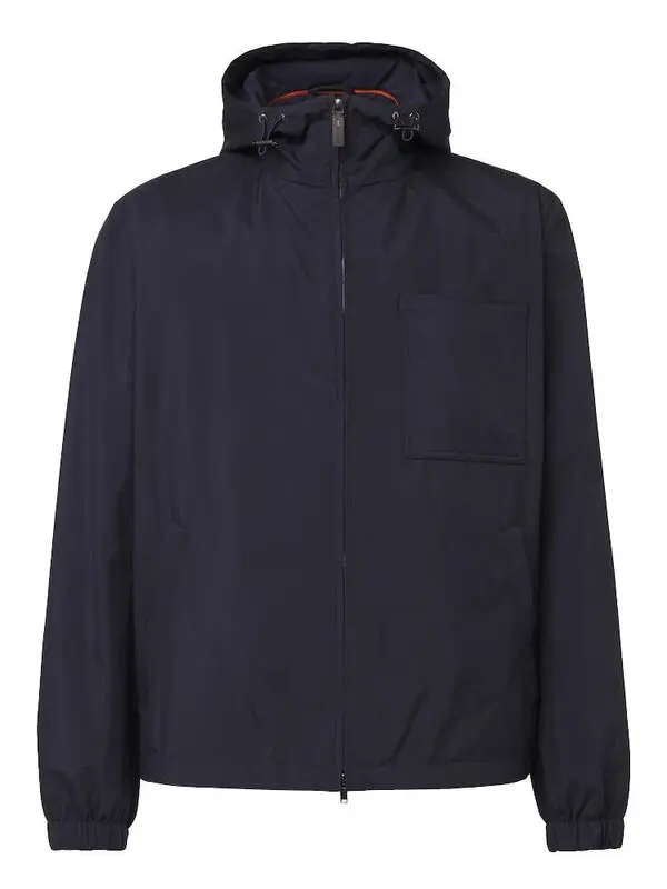 TOD'S Leather-trimmed Raincoat - Blue