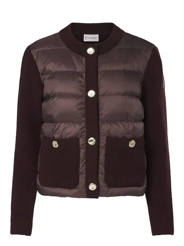 Moncler Down-paneled Wool-blend Cardigan - Brown