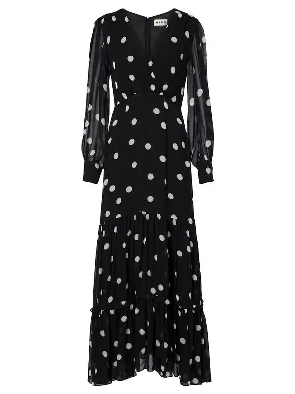 Rixo Elsie Polka-dot Georgette Maxi Dress - Black