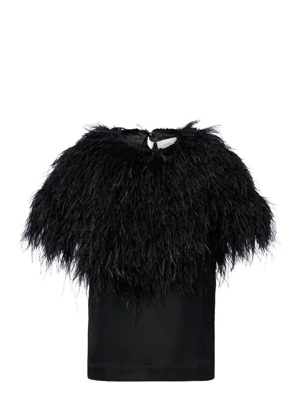 Loulou De Saison Iona Feather-trimmed Top - Black