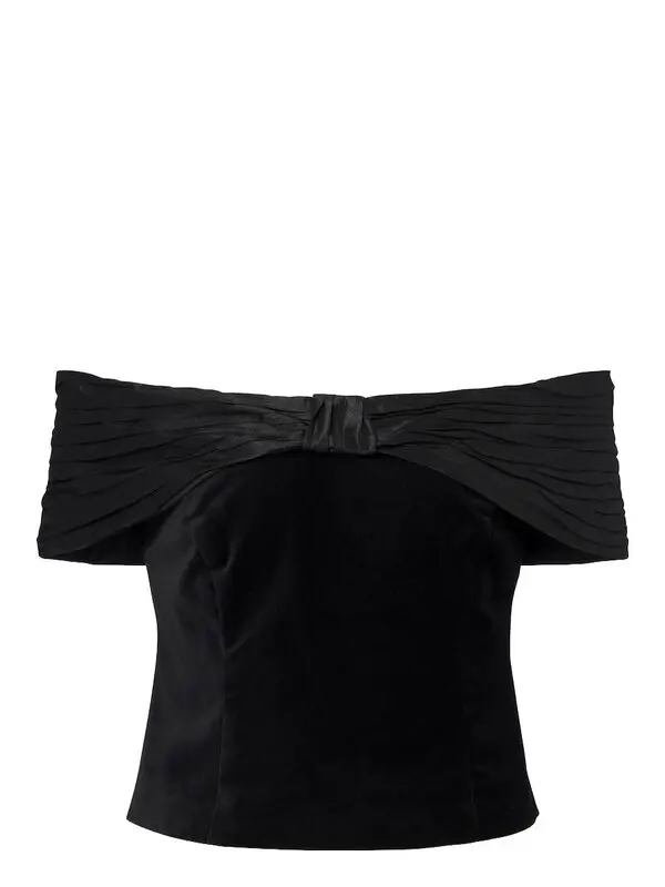 Rixo Chime Off-shoulder Cotton Velvet Top - Black