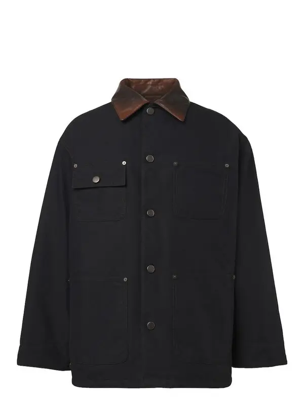 Prada Leather-trimmed Cotton-blend Down Jacket - Black