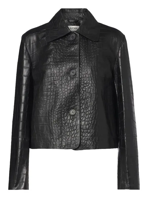 ARMA Emy Croc-effect Leather Jacket - Black