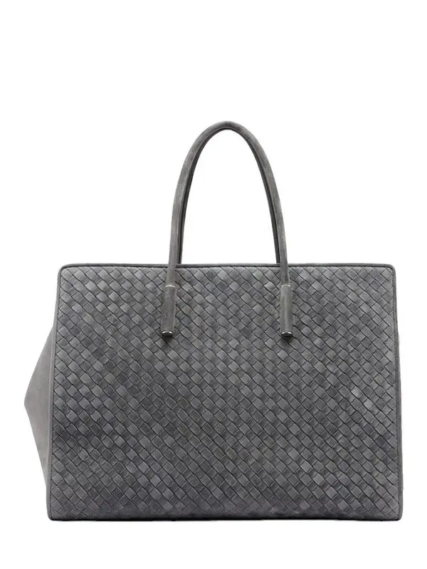 Bottega Veneta Barbara Large Intrecciato Suede Tote Bag - Grey