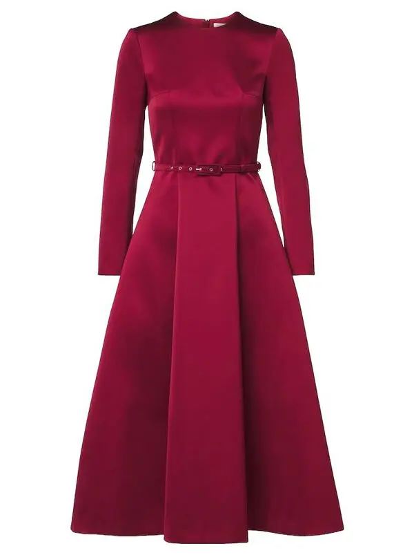 EMILIA WICKSTEAD Capucine Belted Satin Midi Dress - Red