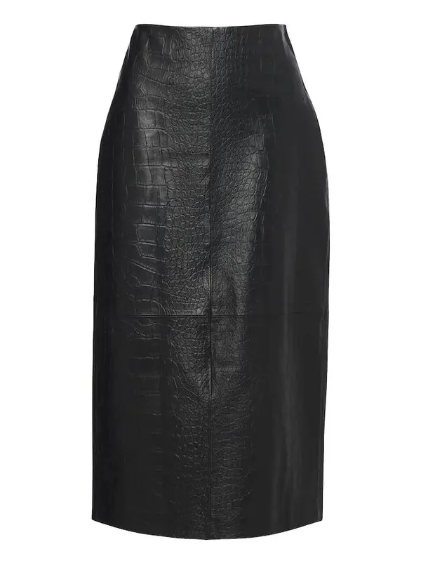 ARMA Meeka Croc-effect Leather Pencil Skirt - Black
