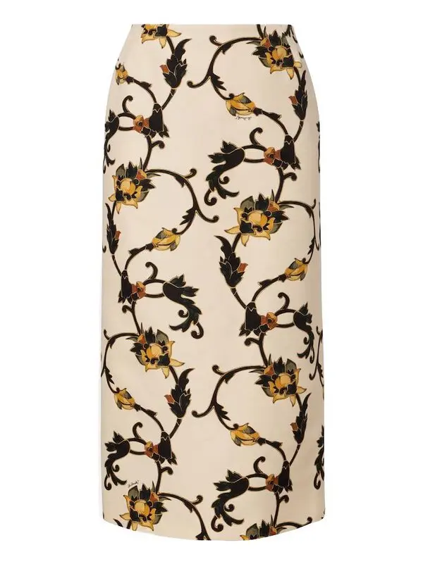 La DoubleJ Printed Wool-blend Cady Pencil Skirt - Multicoloured