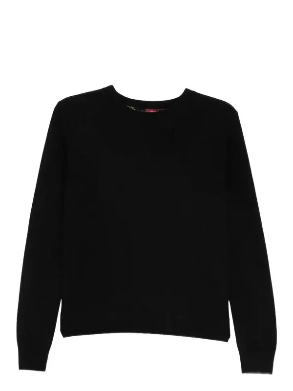 QUETSCHE Floral-print Lace-panel Sweater - Black