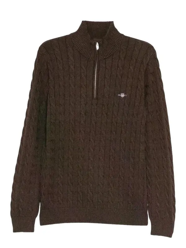 Gant Logo-embroidered Jumper - Brown