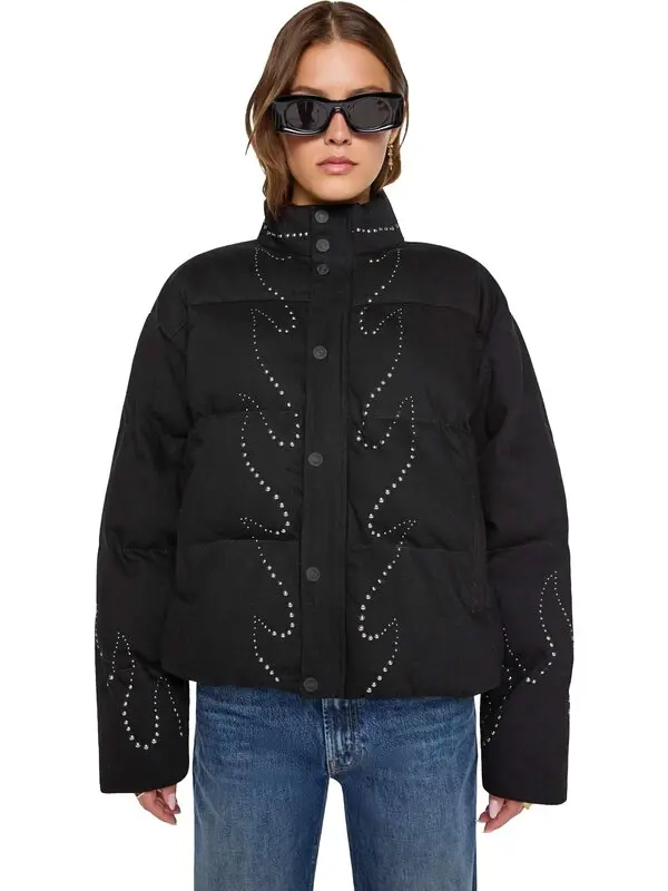 MOTHER The Drop Pillow Fight Puffer Smoke Jacket - Black