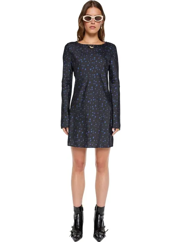 MOTHER The Slip Up Mini Dress Rock Star Skirt - Black