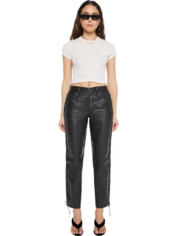 MOTHER The Lace Up Zip Hiker Hover Pants - Black