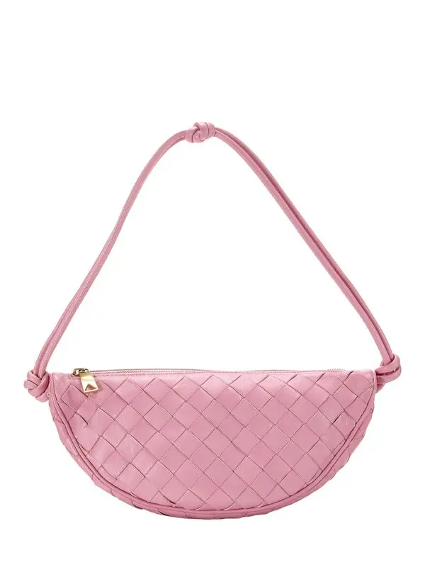 Bottega Veneta Intrecciato Half Moon Shoulder Bag - Pink