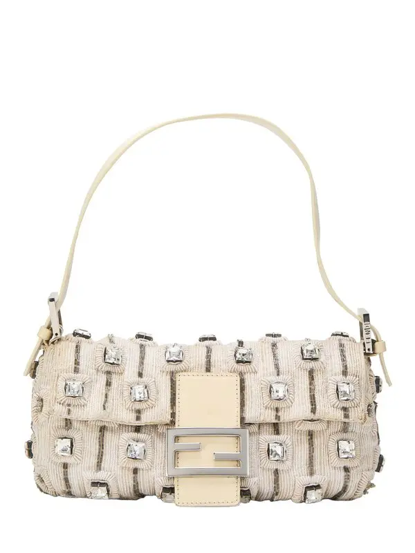 Fendi Embellished Baguette - Beige
