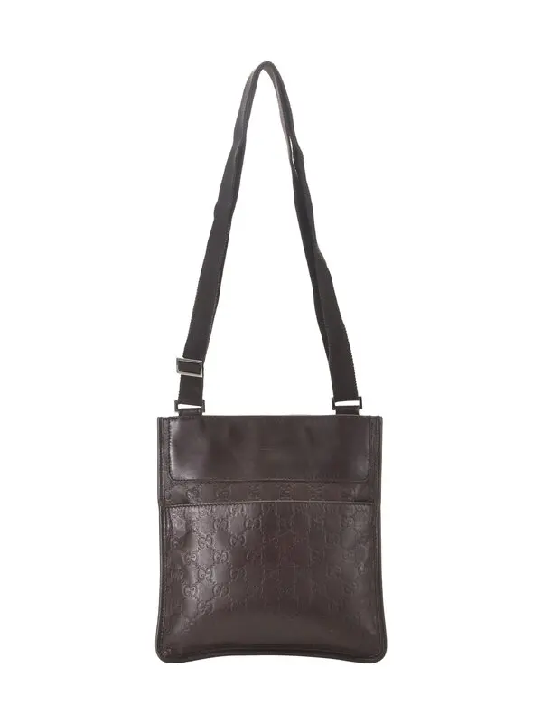 Gucci Ssima Zip Pocket Flat Messenger - Brown