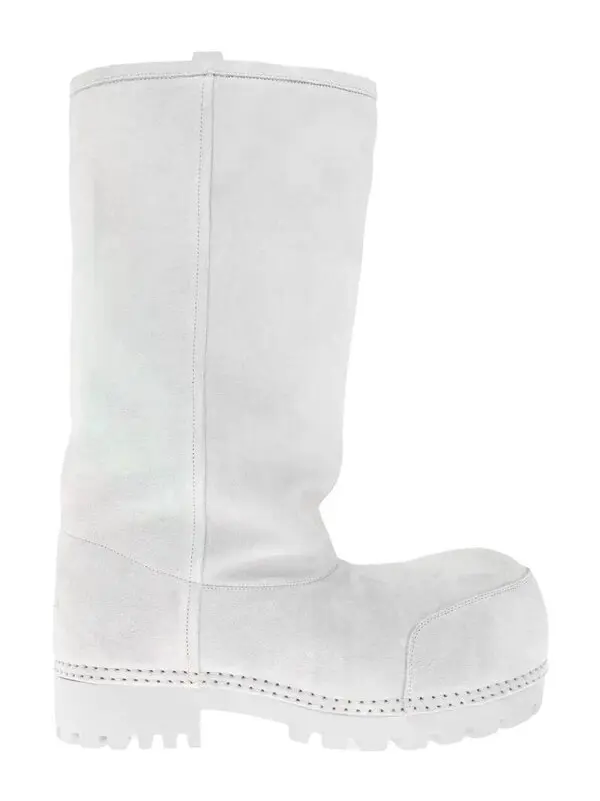Balenciaga Alaska Fur High Boots In Ciel - Grey