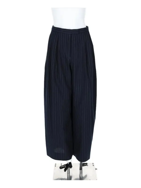 Max Mara Pantalone Ordine In Lana Gessata - Blue