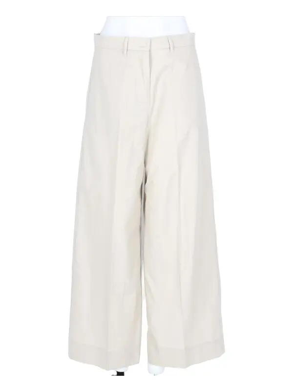 Max Mara Pantalone In Popeline Di Cotone - Cream