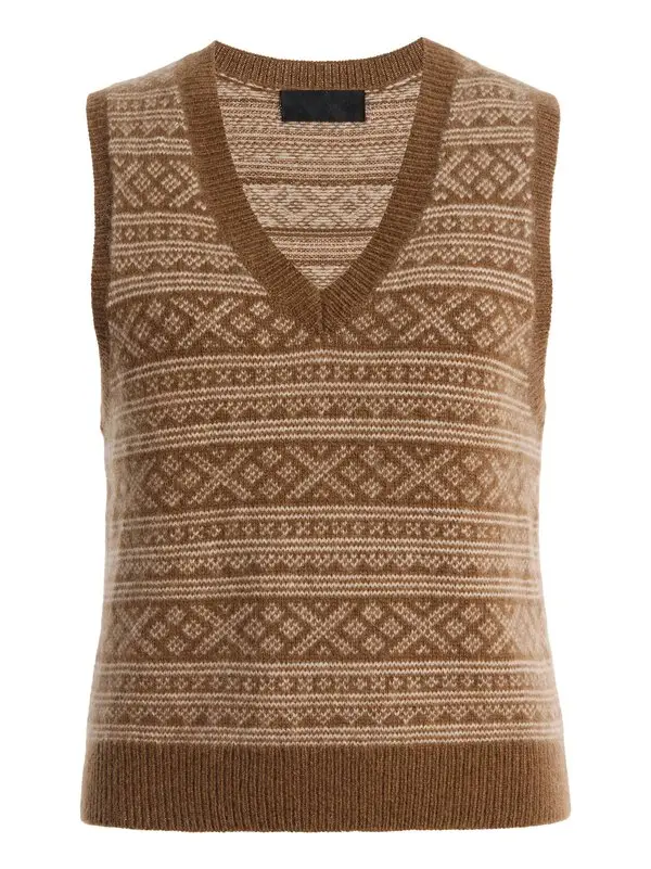 NILI LOTAN Myrdin Fair Isle Cashmere-wool Vest - Brown