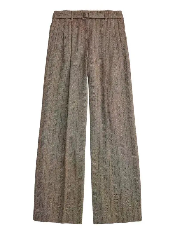 Ralph Lauren Herringbone Pleated Trousers - Brown