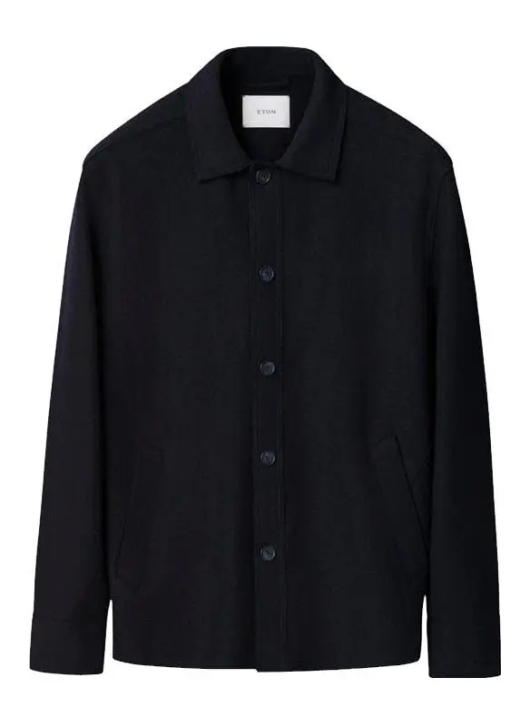 Allen Edmonds Eaton Eton Boiled Wool Shirt Jacket - Navy