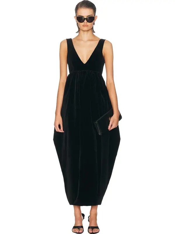 RÓHE Sculptural Volume Velvet Dress - Black