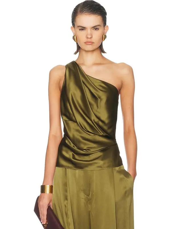 THE SEI For Draped One Shoulder Top - Olive