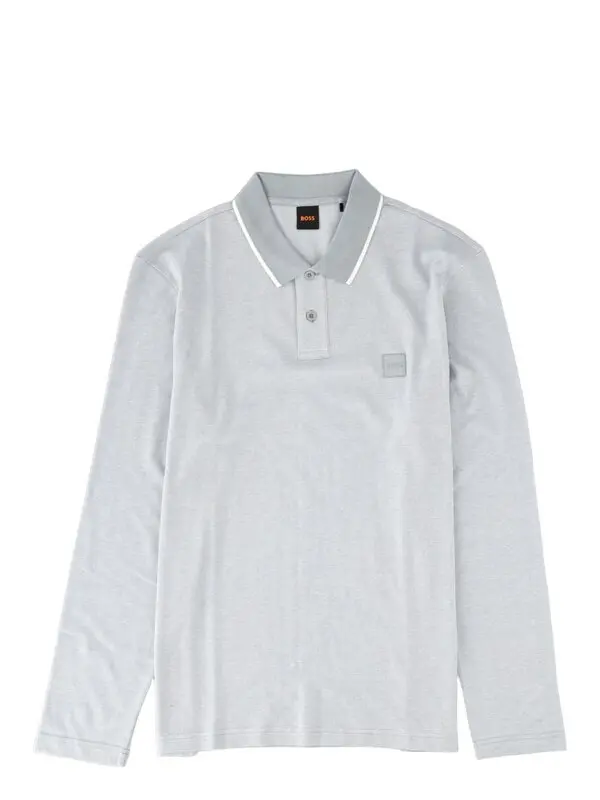 BOSS Polo A Manica Lunga Con Logo - Gray
