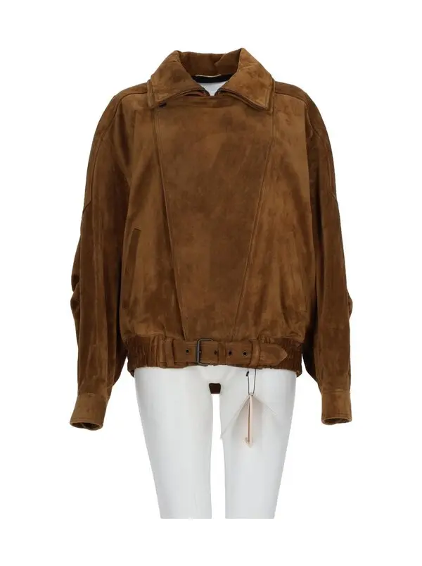 Saint Laurent Giacca Oversize In Pelle Crosta Vintage - Brown