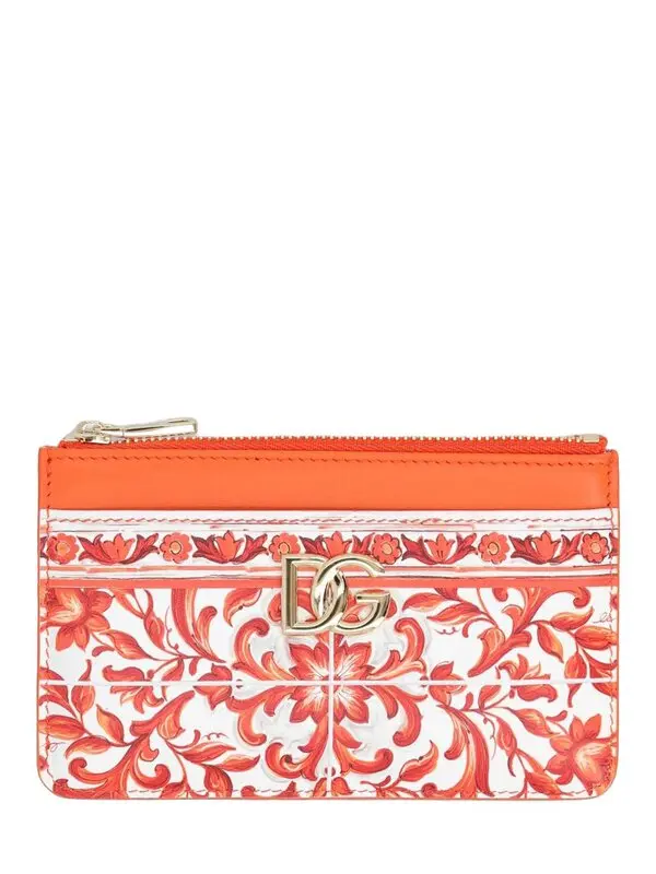 Dolce & Gabbana Portacarte In Vitello Stampa Maiolica - Orange