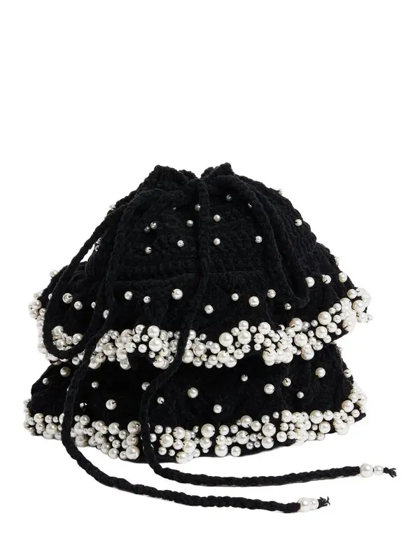 Sandro Beaded Knit Bag - Black