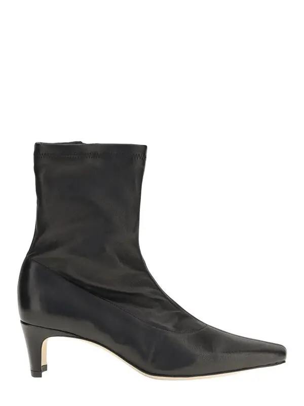 Staud Wally Sock Leather Ankle Boots - Black