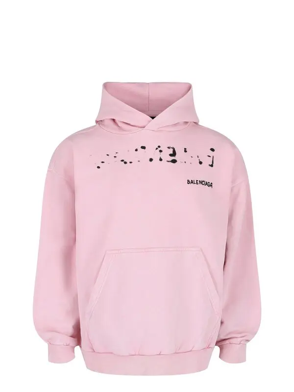 Balenciaga Hand-drawn Medium Fit Hoodie 'faded Black - Pink