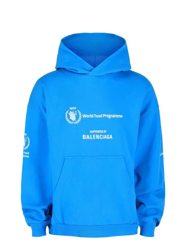 Balenciaga World Food Programme Graphic Print Hoodie 'azure White - Blue