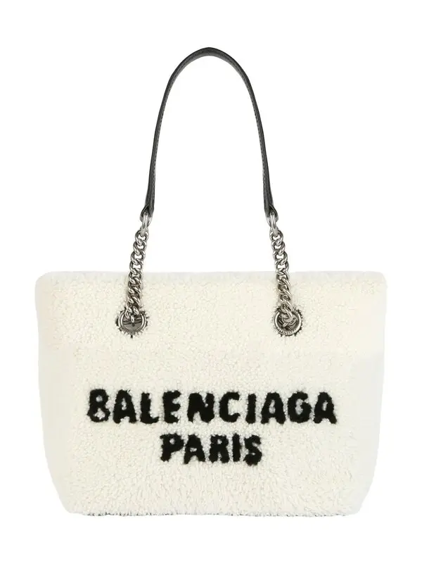 Balenciaga Shearling Duty Free Tote 'natural - Cream
