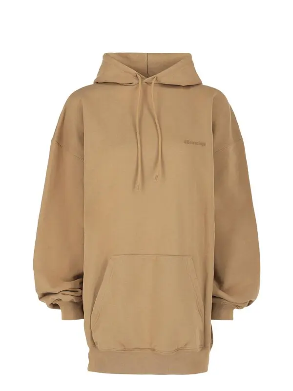 Balenciaga Medium Fit Logo Hoodie 'oat - Tan