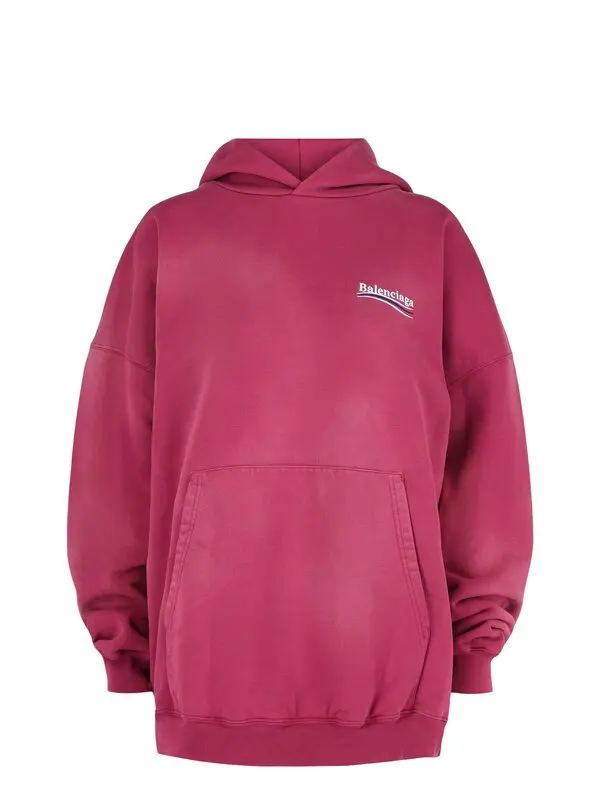 Balenciaga Embroidered Campaign Logo Hoodie 'dark Fushia White Blue - Red