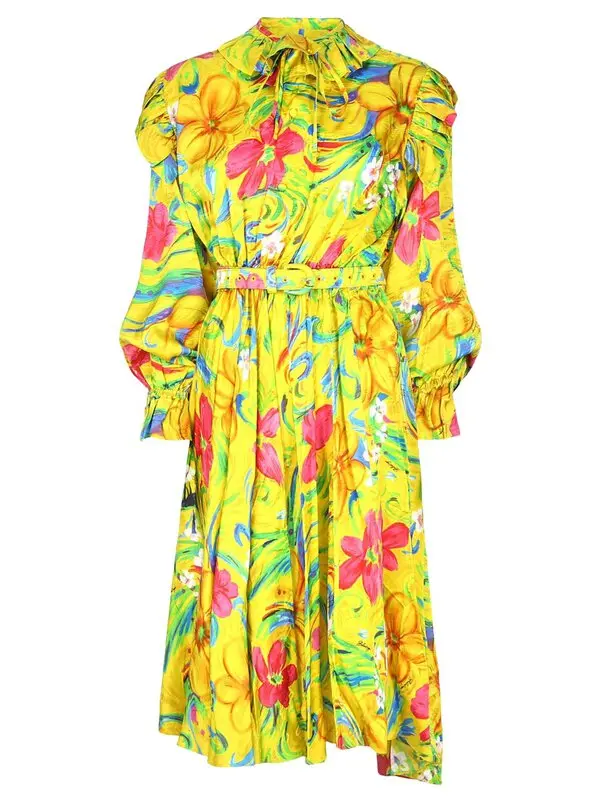 Balenciaga Off-shoulder Vintage Flower Dress 'giallo - Yellow