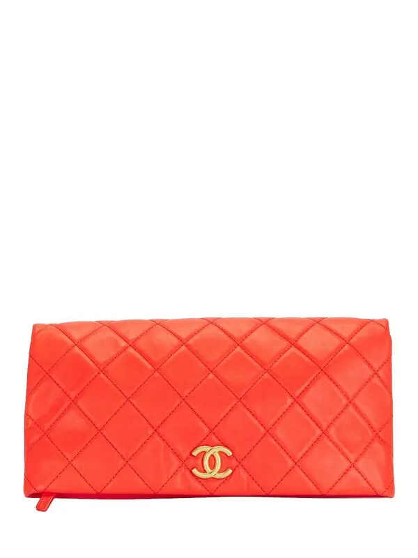 Chanel Lambskin Clutch - Orange