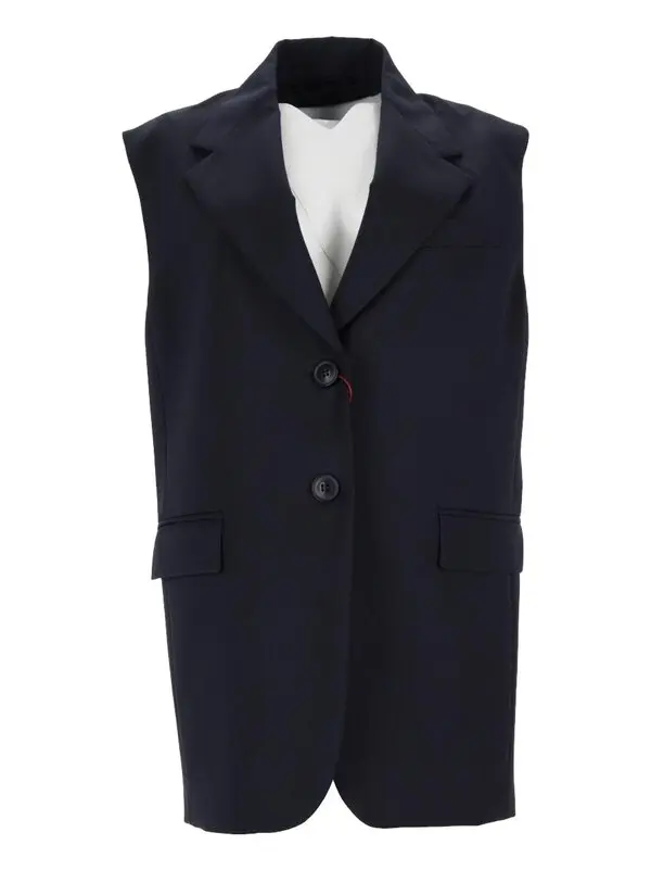 Max Mara Giacca Smanicata In Lana - Blue