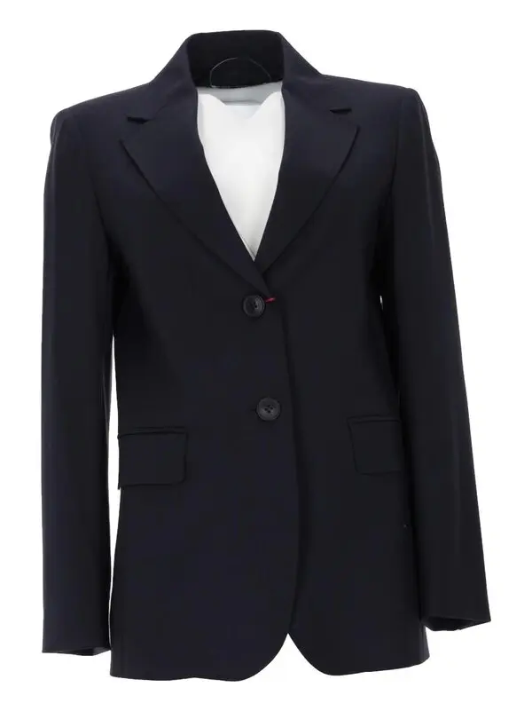 Max Mara Giacca Monopetto In Tela Di Lana - Blue