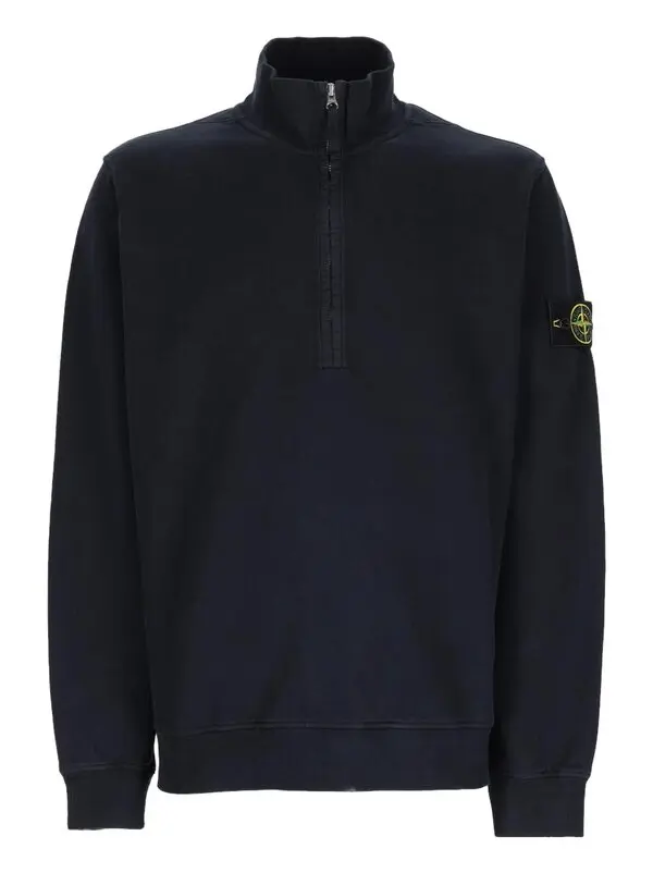 Stone Island Felpa Con Zip Corta - Blue
