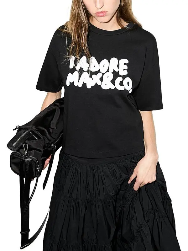 Max & Co. Paraggi Cotton Slogan Tee - Black