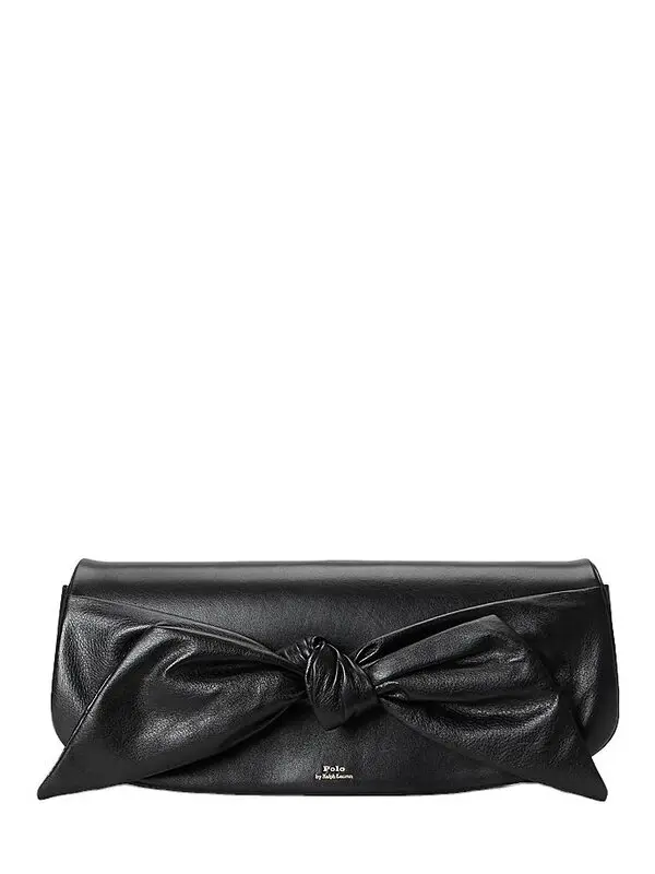 Polo Ralph Lauren Bellport Leather Bow Long-flap Clutch - Black