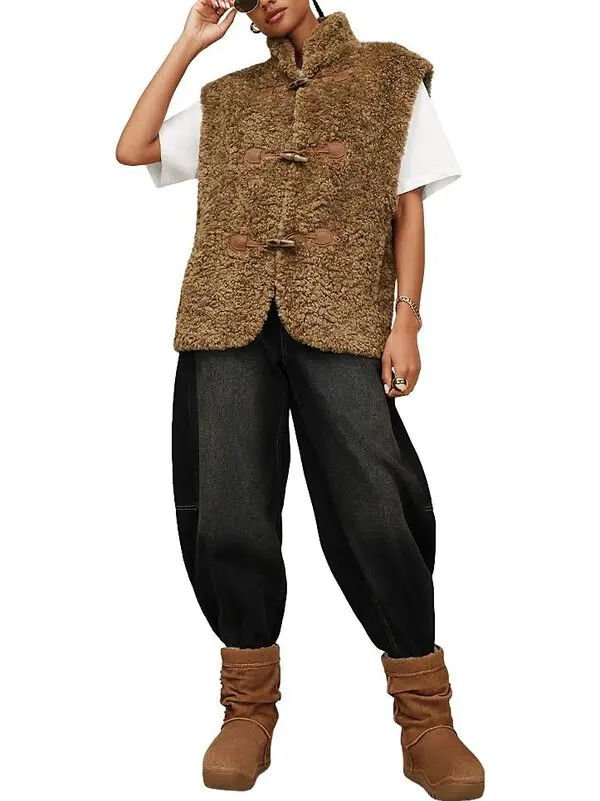 UGG Niah Faux Fur Toggle Vest - Coffee Grounds