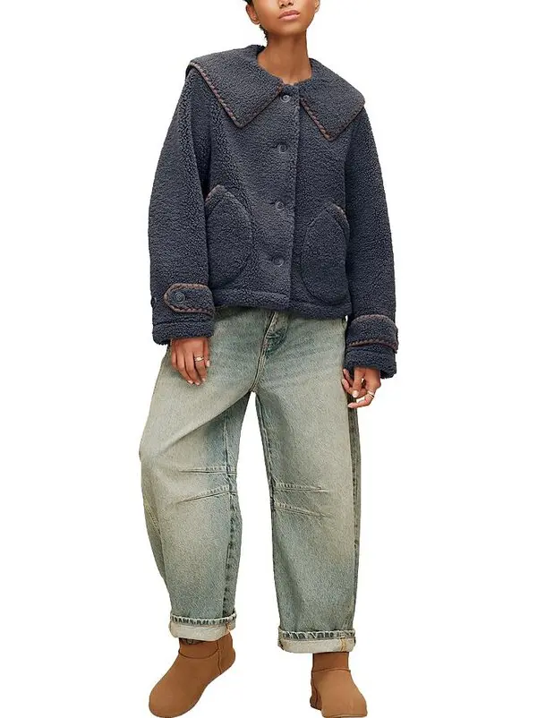 UGG Nikia Fleece Collared Jacket - Eve Blue