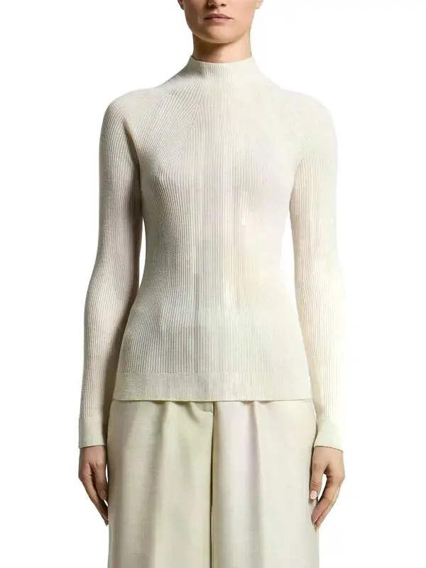 Peserico Ribbed-knit High-neck Sweater - Neutrals